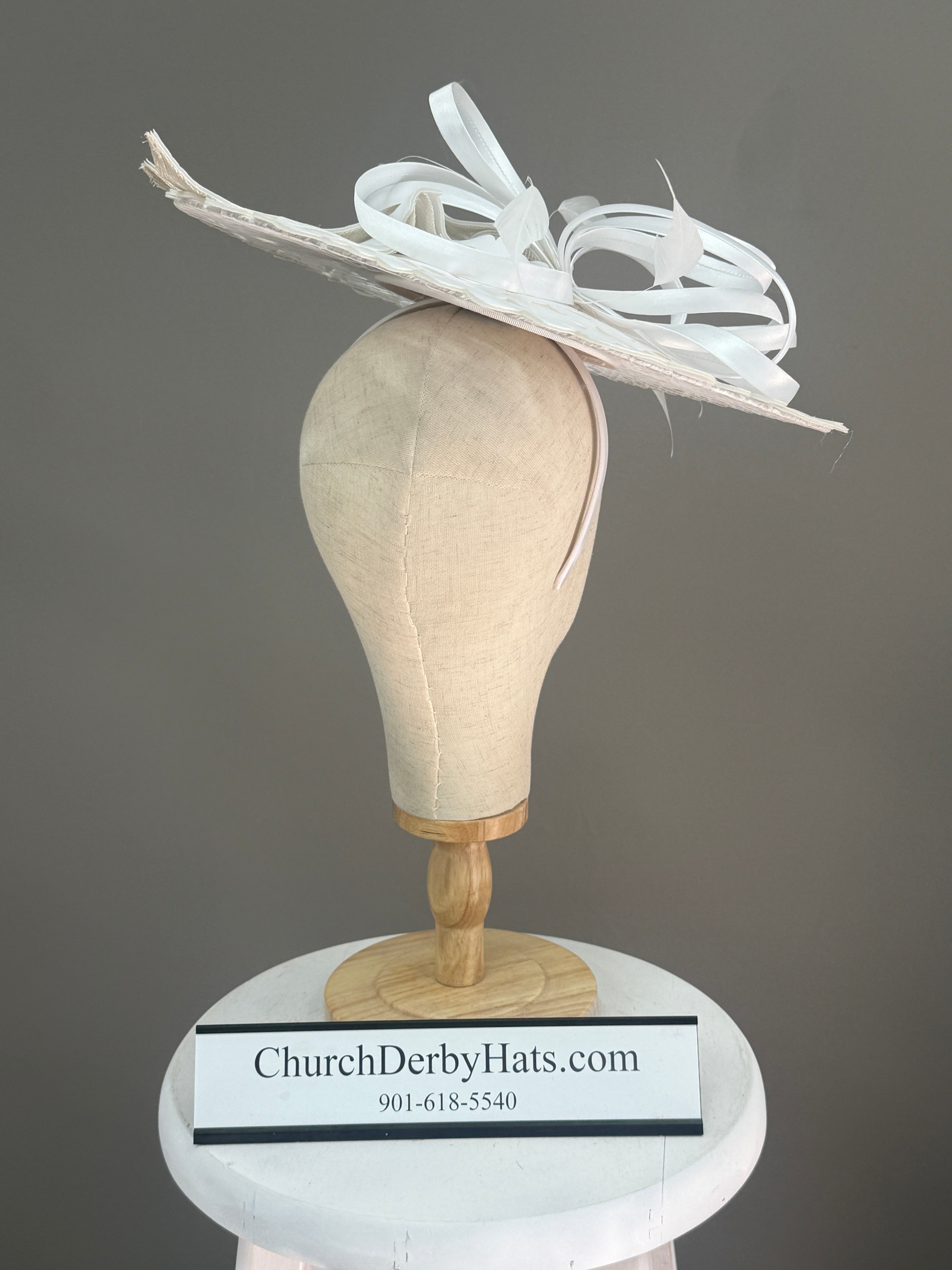Audrey White Fascinator - Kentucky Derby Hat