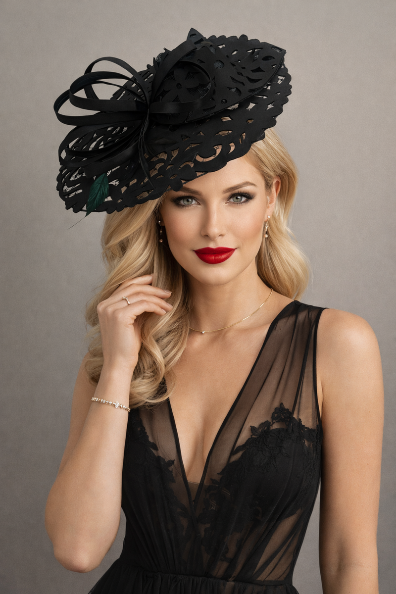 Audrey Black Fascinator - Kentucky Derby Hat